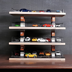Harilla 1/64 Wooden Parking Lot Models Miniatures Car Garage Parking Lot Accessories Home Decor Collection Gifts