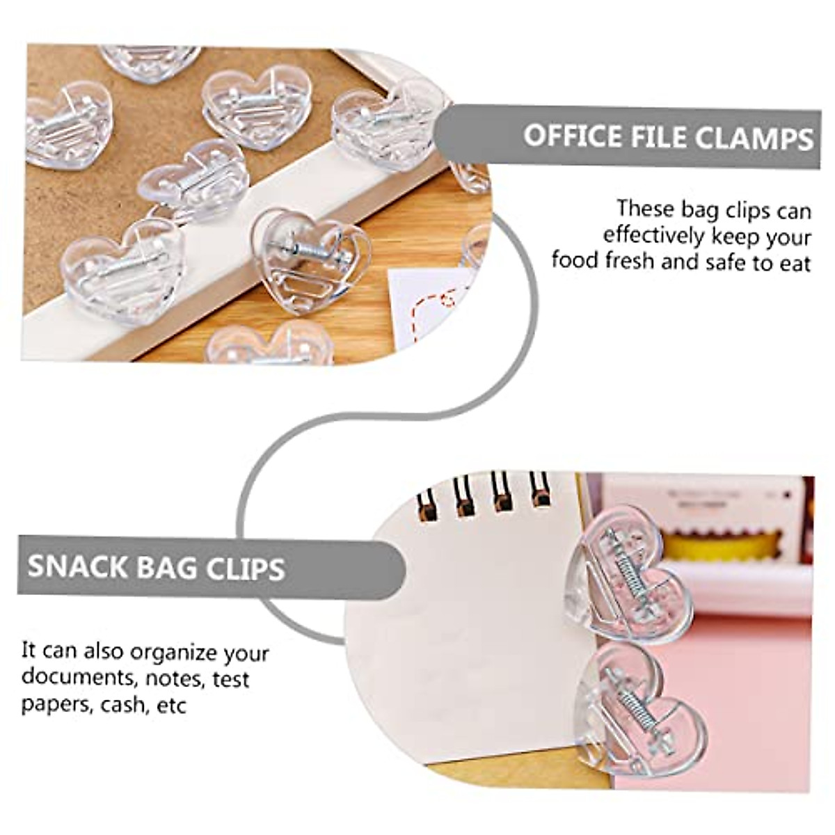 Tofficu 60 Pcs Transparent Love Clip Food Storage Sealing Clips Frog Chip Clips Magnets Sealing Clips Chip Bag Clamps Food Bag Clips Hinge Paper Clips Mini Chips Plastic Girl Wallet Heavy