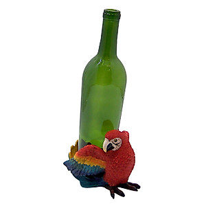 Tropical Parrot Wine Bottle Holder, Tabletop Decoration, 6 Inches