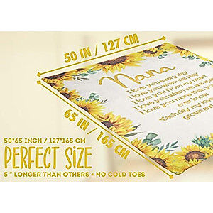 InnoBeta Nana Throw Blanket - Nana Gifts from Grandkids - Nana Sunflower Flannel Blankets on Christmas, Birthday, Thanksgiving - 50" x 65"