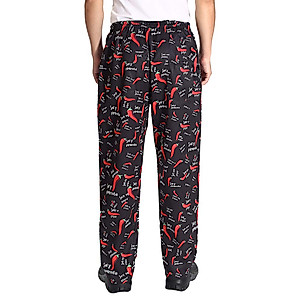 Men's Elastic Baggy Chef's Pants Floral Restaurant Work Pant and Cook Pant Uniform Pepper L