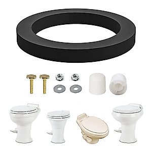 UGSHY 1 PC 385311652 Replace RV Toilet Seal Kit, Mounting Hardware and Seal Compatible for RV Toilet Replacement Seal for RVs, Camper Trailers (Black)