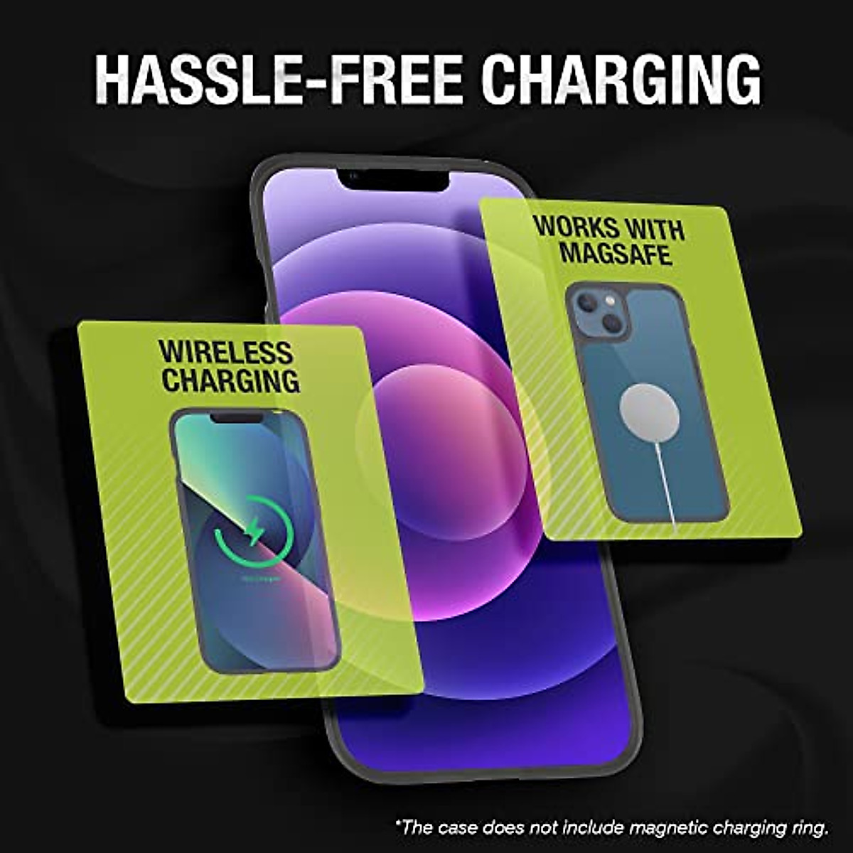 OUTERFACTOR Clear iPhone 13 Phone Case Protective Cover - Shockproof & Drop Tested - Slim Profile - Max Impact Absorption - Rugged Military Grade - Phone 13 case 6.1" Black Edges