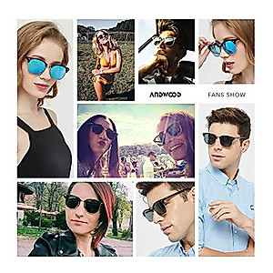 ANDWOOD Polarized Sunglasses for Men Women UV Protection Semi Rimless Sun glasses Classic Half Frame Shades Black Tortoise