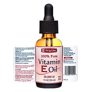 De La Cruz Vitamin E Oil for Face 28,000 IU - No Preservatives, Artificial Colors or Fragrances, Made in USA 1 FL. OZ.