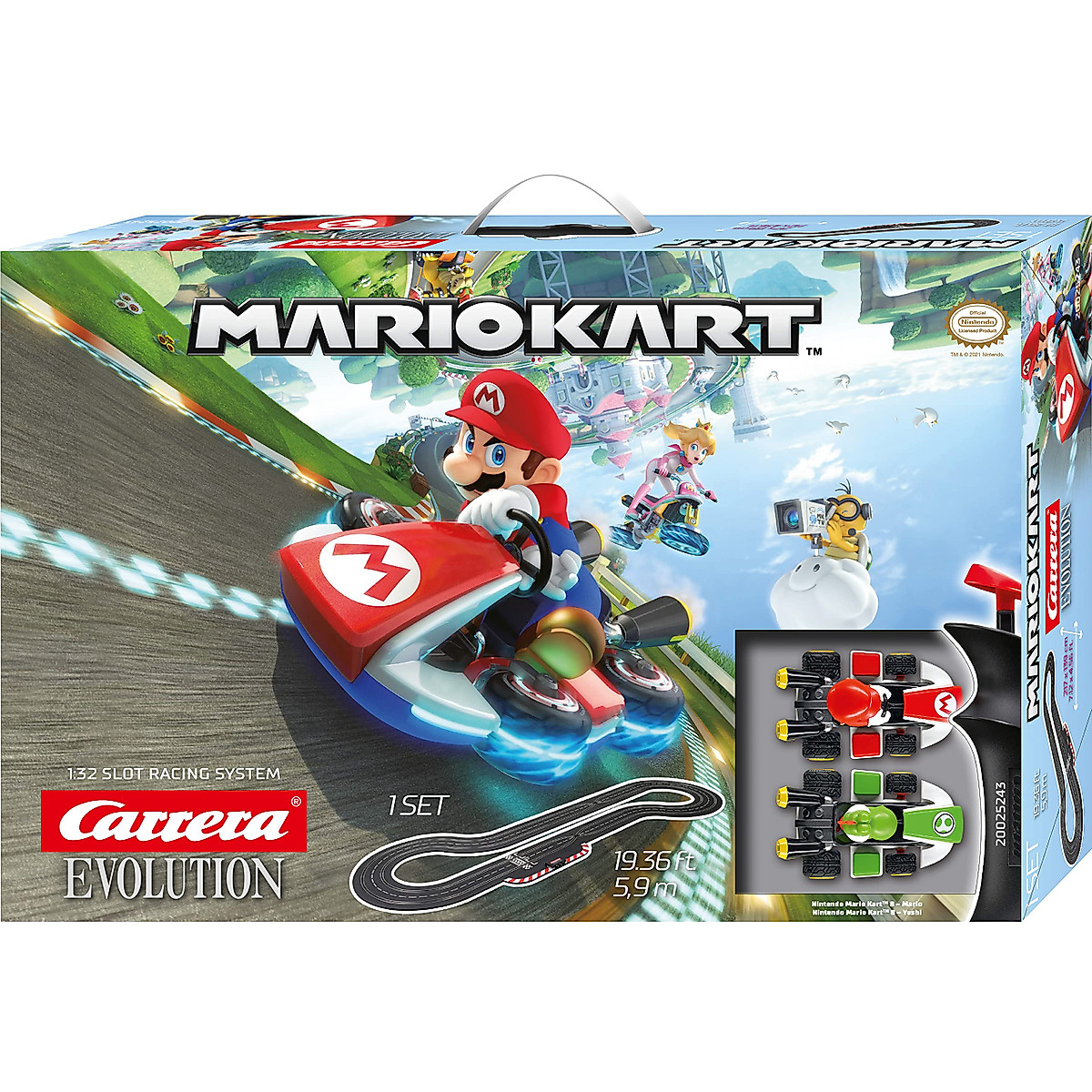 Carrera Evolution Analog Electric 1:32 Scale Slot Car Racing Track Set - Includes Two 1:32 Scale Cars & Two Dual-Speed Controllers Ages 8+, Mario Kart