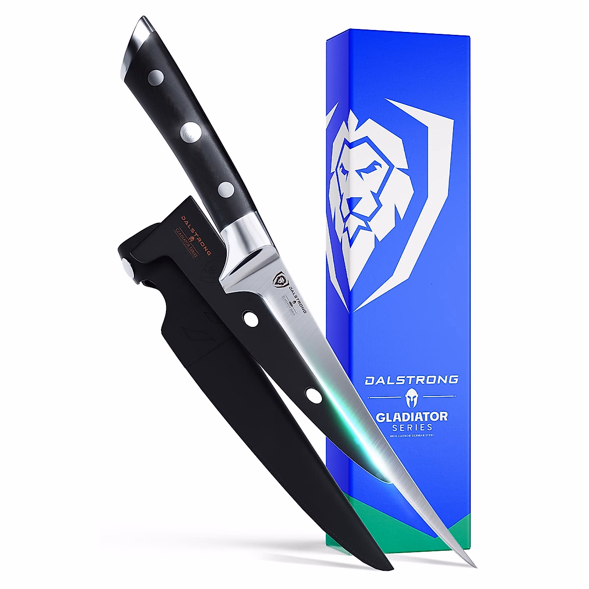 Dalstrong Fillet Knife - 7 inch Flexible Blade - Gladiator Series Elite - High Carbon German Steel - Black G10 Handle Boning Knife - w/Two Sheaths - Razor Sharp Kitchen Knife - NSF Certified