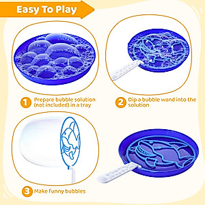 B bangcool Bubble Wands Set of 17, Bubble Making Toys with Trays, Big Bubble Wand Toys for Kids Adults, Dinosaur Shark Bubble Wands, Summer Outdoor Game Party Favors