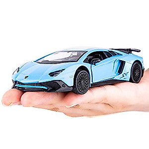 TGRCM-CZ 1/36 Scale Aventador LP700-4 Casting Car Model, Zinc Alloy Toy Car for Kids, Pull Back Vehicles Toy Car for Toddlers Kids Boys Girls Gift (Blue)