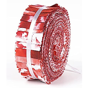 Soimoi 40Pcs Tie Dye Print Precut Fabrics Strips Roll Up 1.5x42inches Cotton Jelly Rolls for Quilting - Red
