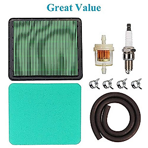 HOODELL GCV160 Air Filter Tune Up Kit for Honda GCV190 GC190 GC160 GX100 Engine HRC216 HRR216 HRR2169VKA HRX217 Lawn Mower, Replace GCV160 Spark Plug 17211-ZL8-023 Air Cleaner