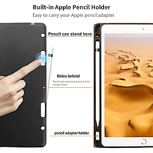 Gexmil Case for iPad Pro 12.9 Inch,2nd/1st Generation(2017/2015) Genuine Leather Cover with Pencil Holder,Cowhide Folio Cover Auto Sleep/Wake,Anti-Fingerprint,Flower Brown