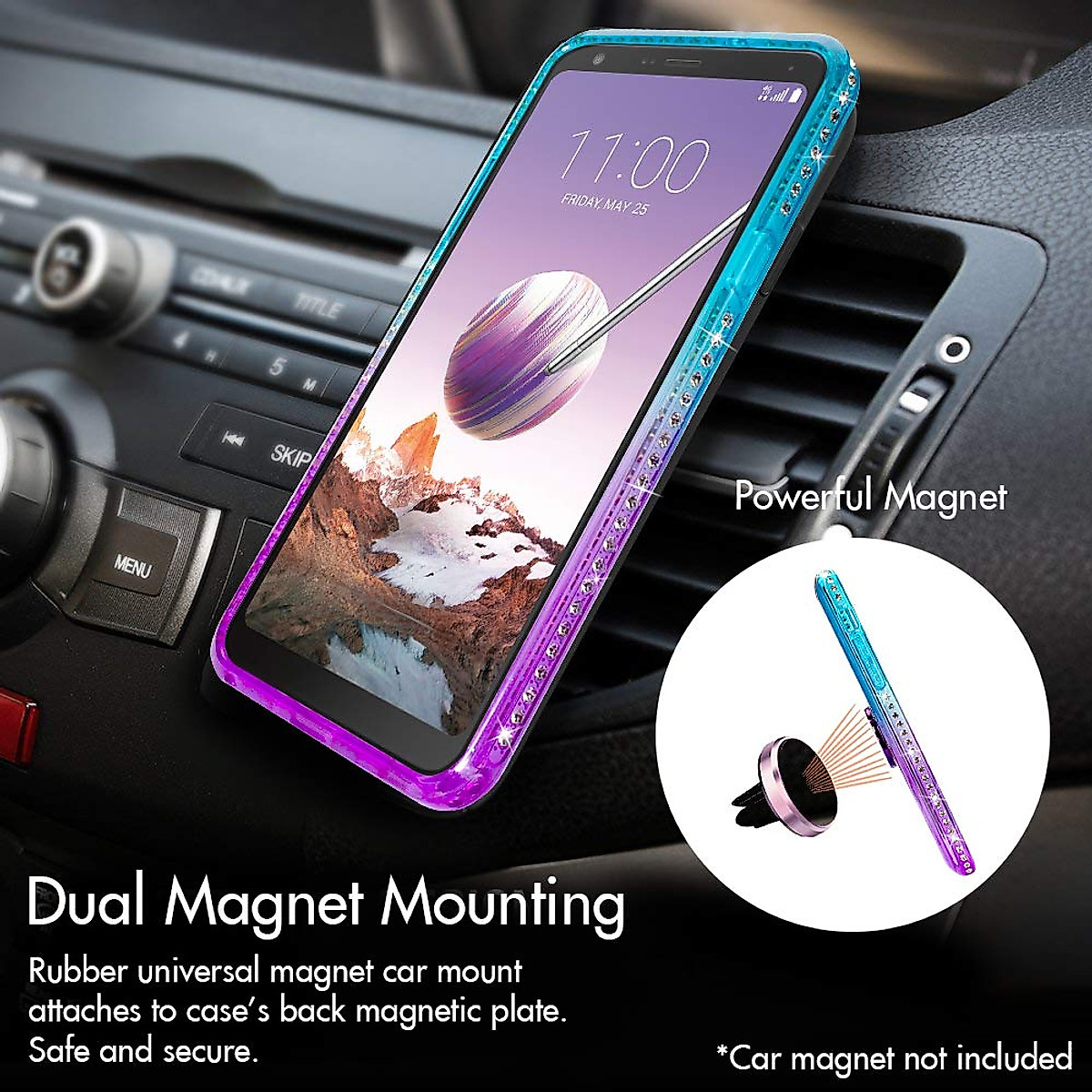 Silverback for LG Stylo 4 Case,LG Stylo 4 Plus Case,LG Q Stylus 4, Moving Liquid Holographic Sparkle Glitter Case with Stand, Bling Diamond Ring Slim Protective Case for LG Stylo 4 -Purple