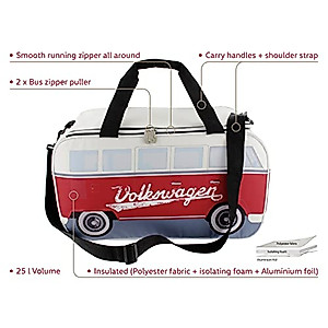 BRISA VW Collection - Volkswagen Samba Bus T1 Camper Van Cooler Bag 25 l (White/Red)