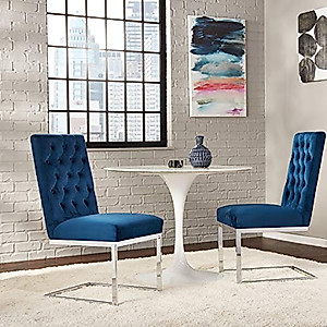 Meridian Furniture C Carlton Velvet Dining Chair, Set of 2, Navy