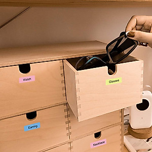 Phomemo D30 Label Maker Machine with 4 Tapes - Black on Pink, Blue, Yellow, White Tape, Mini Bluetooth Label Printer, Portable Smart Phone Handheld Sticker Mini Labeler Inkless Rechargeable, BPA-Free