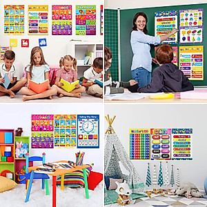 Educational Preschool Learning Poster for Toddler, Pre-K, Kindergarten, Daycares, Classroom, Homeschool Teachers - Incl Alphabet, Colors, Shapes, Numbers, Farm Animals and More - 16 x 11 Inch, 10 Pcs