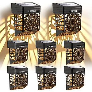 LOFTEK Solar Deck Lights, 8 Pack Solar Fence Lights, Outdoor Garden Decorative Lights, Dusk to Dawn, Waterproof, Fence Post Solar Wall Light for Railing, Patio, Pool, Backyard, Stair, Step, Warm White