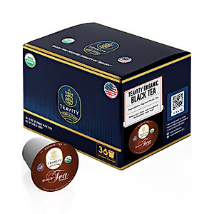 Organic Black Tea Pods for Keurig - Naturally Caffeinated Tea for KCup - Premium Unsweetened Black Tea for Hot Tea Brewing or Iced Tea by Teavity (36 Tea Pods)