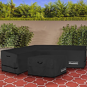ULTCOVER Patio L-Shaped Left Facing Sofa Cover Waterproof for 6-Seater Outdoor Sectional Furniture Couch 85x110 inch Wide, Black