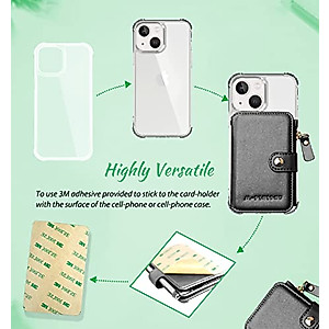 M-Plateau Phone Wallet,Card Holder for Phone Case with with Zipper Coin Purse and Cell Phone Lanyard Work with iPhone 14 and Most of Smart Cell Phones (Black)