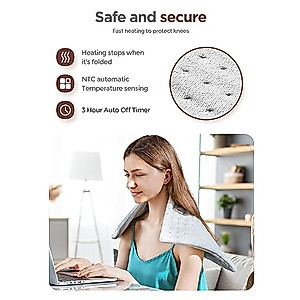 Heating Pad for Back & Cramps Relief,Electric Heat Pad Fast Heat,6 Level Heat Setting,3 Level Timming,Auto Shut Off,Machine Washable,Suitable for Back,Neck,Abdomen Pain Relief(Light Grey, 12'' × 24'')