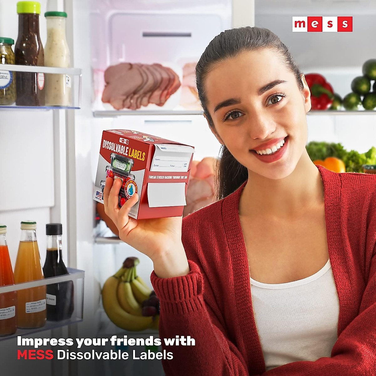 MESS Dissolvable Food Labels -200 Removable Food Container Labels - Blank Labels for Food Containers - Dissolvable Food Labels Stickers - Freezer Labels - Bottle Labels, Jars Food Storage Labels 1x2"