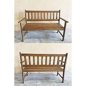 Outdoor Patio Bench Wood Garden Bench Park Bench Acacia Wood for Pool Beach Backyard Balcony Porch Deck Garden Wooden Furniture, Natural Oiled, Best Outdoor Wood Bench - 48"W x 22"D x 33"H