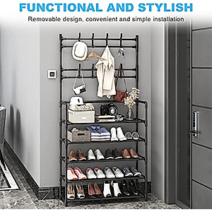 Liwarace Metal Clothing Rack,Clothes Garment Coat Rack with Bottom Shelf, Clothing Rack for Hanging Clothes, Coats, Skirts, Shirts, Sweaters, Black