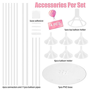 4 Set Balloon Stand Kit, Balloon Sticks Holder with Base for Table Balloon Stands for Table Floor Decorations, Graduation Birthday Baby Shower Gender Reveal Anniversary Wedding Party Decorations