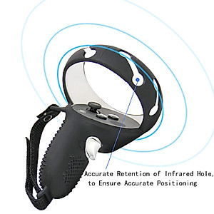 VRbrother Controller Grip Cover for Oculus Quest 2,Accurate Infrared Signal Holes Ensure That Signals are Not Lost,Anti-Throw Hand Strap Adjustable Wrist Knuckle Strapstrap,VR Cover Accessories,Black