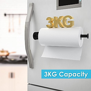 Magnetic Paper Towel Holder - Multifunctional Towel Bars with Magnetic Backing - Sticks to Any Ferrous Surface - Black Paper Towel Rack for Kitchen, Work Benches, Refrigerator, Grill, Fridges, Garage