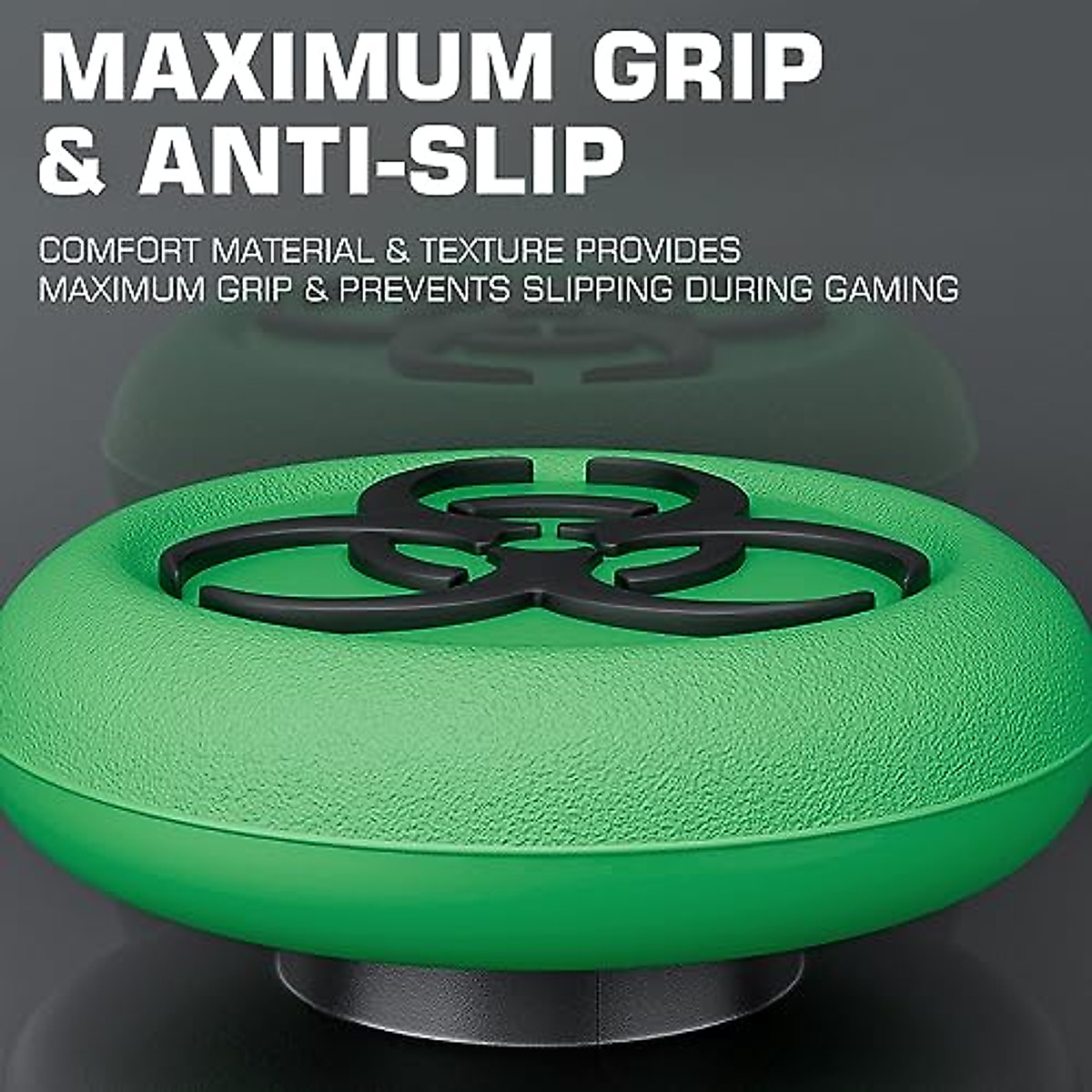 PlayRealm NO Falling Off Thumbstick Extender & Silicone Grip Cover 2 Sets for Xbox Series X/S & Xbox One S/X Controller(BH Green)