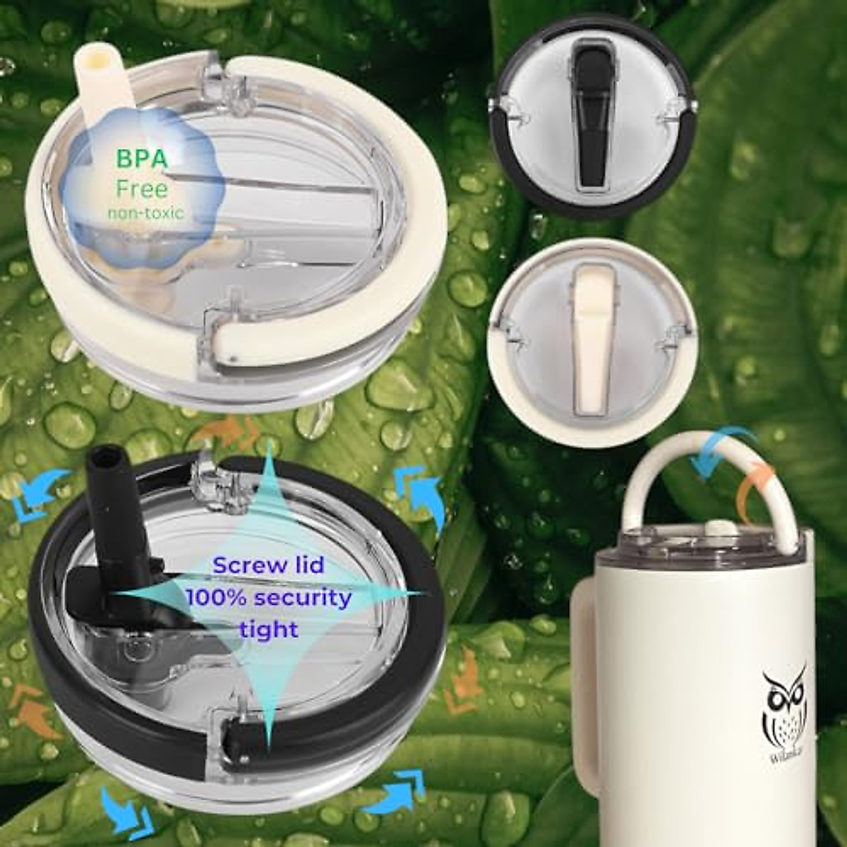 WILANKAR Tumbler 40oz Water Bottle with Lid, Handle & Flip Straw – Leakproof, Cup Holder-Friendly Travel Cup, Insulated Stainless Steel, Dishwasher-Safe, BPA-Free (Black)