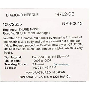 MAG Phonograph Turntable Stylus Needle for Shure Hi Track N93, M93E, N93E M93 762-DE