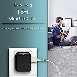 iSeekerKit Micro USB Charging Cable 15ft, 2-Pack 15FT Micro USB Android Charger Cable Nylon Braided Cord Compatible with Samsung Galaxy S7 S6 J7 Note 5, PS4 and More