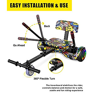 SISIGAD Hoverboard with Seat Attachment, 6.5" Bluetooth Hoverboard with Seat Attachment