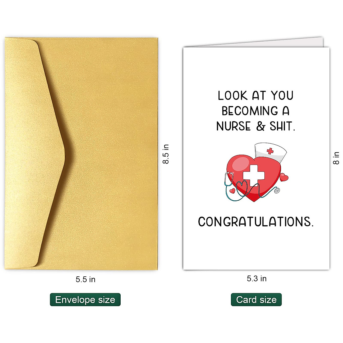 Chenive Nurse Graduation Card, Funny New Nurse Card, Graduation Card For Nursing School Graduate, Nursing Degree Card, Look At You Becoming a Nurse and Shit