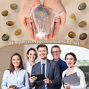 Roowest Employee Appreciation Gifts Christmas Thank You You Rock Engraved Inspirational Rocks Faith Stones Kudos Cards Thank You Notecards and White Organza Bags for Coworkers Staff(20 Sets)