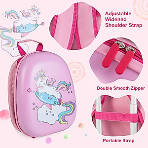 Olakids Kids Luggage Set, 12’’ Travel Backpack and 18’’ Carry on Suitcase with Wheels for Children Boys Girls, 2 Pcs Rolling Spinner Trolley Case Gift for Toddlers (Pink Unicorn)