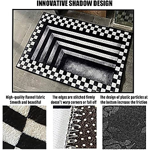 Wttfc Halloween 3D Optical Illusion Area Rugs, Carpet Doormat Checkerboard Trap Flannel Rugs, Doormat Stereo Vision Zebra Non-Slip 3D Visual Rugs for Room Decor,60×90cm