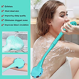 Back Brush Long Handle for Shower, 20.5” Bath Brush, Back Scrubber, Shower Body Brush with Curved Handle for Elderly Disabled, Limited Mobility, Frozen Shoulder,Men and Women