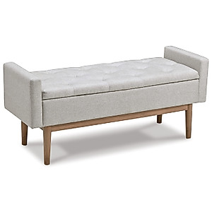 Signature Design by Ashley Briarson Tufted Upholstered Accent Bench with Storage, Beige & Brown