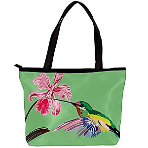 Women's Large Size Canvas Shoulder Bag Hobo Crossbody Handbag Casual Tote, animal flower bird