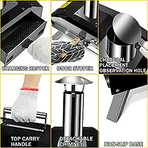 Migoda 12" Pizza Ovens Wood Fired Oven, Portable Outdoor Stainless Steel Pizza Ovens with Built-In Thermometer etc Accessories for Outside, Garden, Courtyard Cooking (Black)