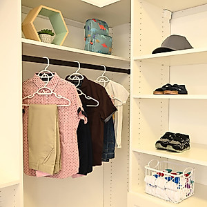 30 Pk Youth Petite Plastic Hangers for Children Clothes Sizes 8 to 12, Petite, Preteen, Junior, 30 Pack (White)