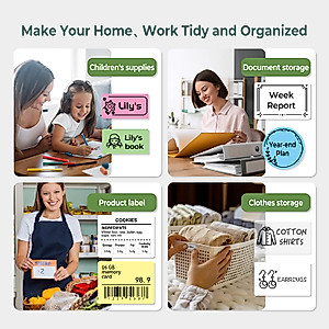 Phomemo M110 Portable Thermal Label Printer, Bluetooth Label Maker Machine for iOS & Android, Barcode Label Printer Machine for Small Business, Address, Office, with 1 Roll 40x30mm Label,Black