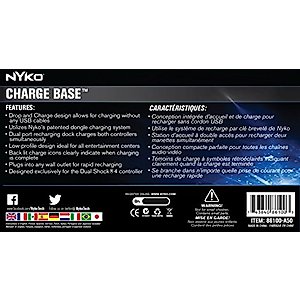 Nyko Charge Base - PlayStation 4 with a Modern and Simple Drop and Charge Design, Dual Patented Dongle Charging Port, Includes a USB and Wall Mount for Super Fast Charging of PS4, PS4 Pro and PS4 Slim Controllers