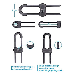 QT BABY Baby Proofing Cabinet Locks | Adjustable U Shaped Baby Safety Latches for Drawers, Fridge, Closet |Modern Baby Proofing Cabinet Lock with Extra Secure Lock Buttons (Pack of 4)