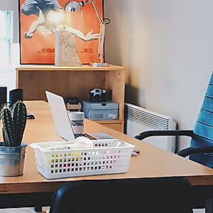 Yarebest 6-Pack White Plastic Storage Basket, Small Storage Bins